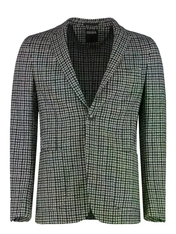 Zegna Checked Single-breasted Blazer - Blue
