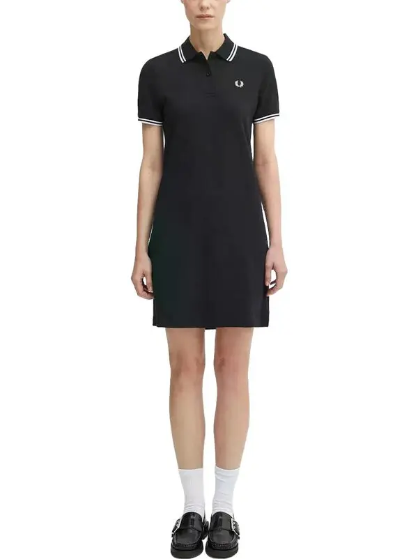 Fred Perry Logo-embroidered Mini Dress - Black