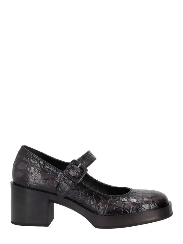 LA ROSE Cristin Mercedes Reptile-effect Pumps - Black