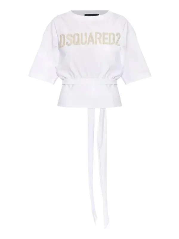 Dsquared2 Embroidered Tie-waist T-shirt - White