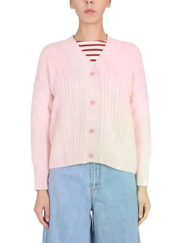 Saint James Cable-knit Buttoned Cardigan - Pink