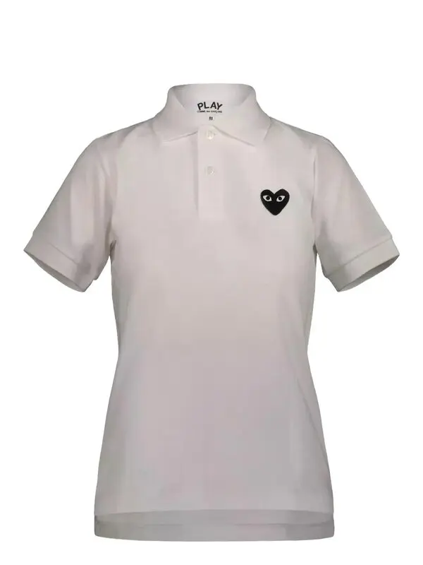 Play Comme Des Garcon Embroidered-heart Cotton Polo - White