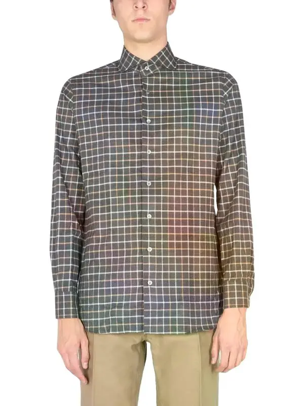 LARDINI Checked-pattern Shirt - Grey