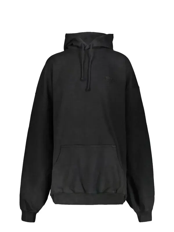 Vetements Logo-embroidered Cotton Hoodie - Black