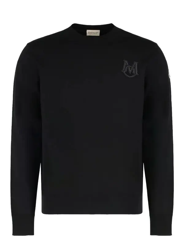 Moncler Cotton Sweater With Embroidery - Black