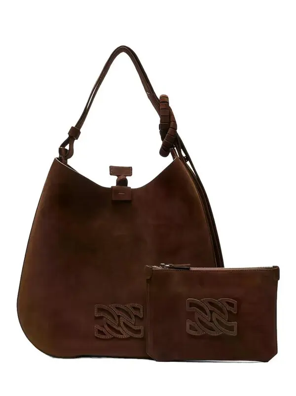 Casadei Knotted Suede Shoulder Bag - Brown