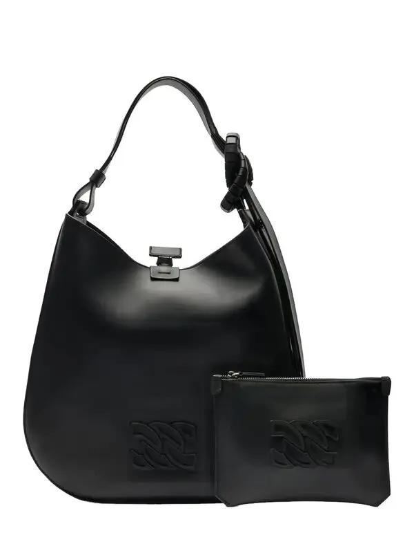 Casadei Vandome Knotted Leather Shoulder Bag - Black