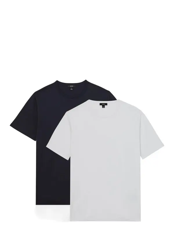 REISS Count 2 Pack Air-water Cotton Tailored-fit T-shirts 2-pack - Navy/white