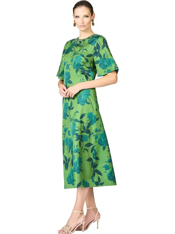 Sachin & Babi Embellished Lemie Midi Dress - Empress Green Roses