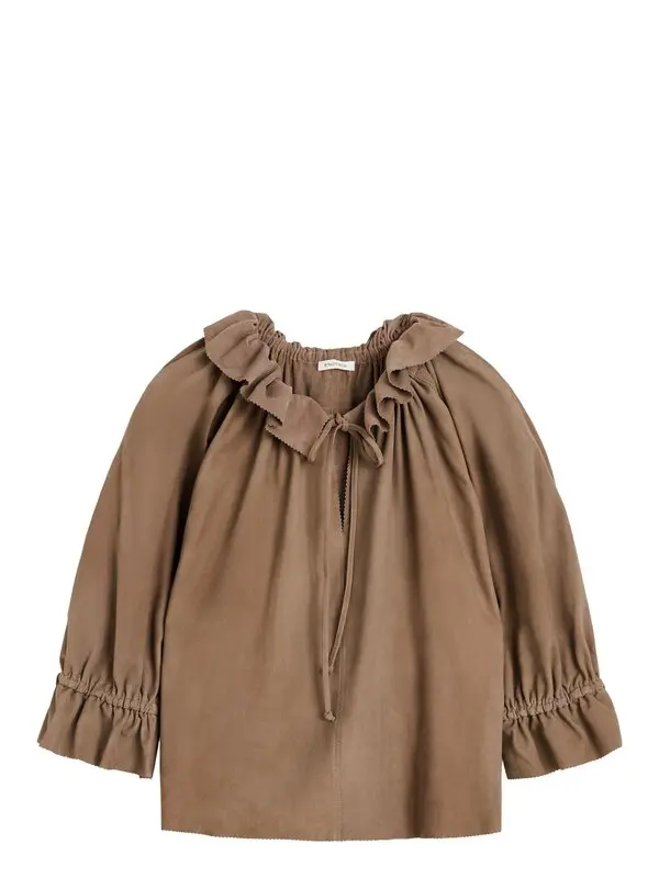 BY MALENE BIRGER Dicte Suede Blouse - Chocolate Chip
