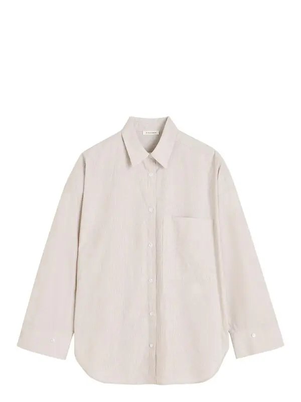 BY MALENE BIRGER Derris Organic Cotton Shirt - Old Beige Thin Stripe
