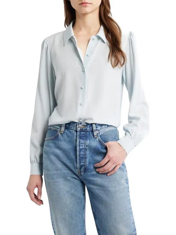 FRAME Staple Silk Button-up Shirt - Sky Blue