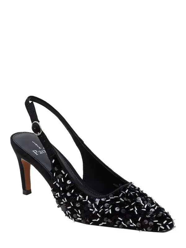 Linea Paolo Cosmo Beaded Slingback Pumps - Black