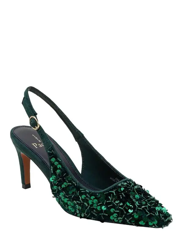 Linea Paolo Cosmo Beaded Slingback Pumps - Green