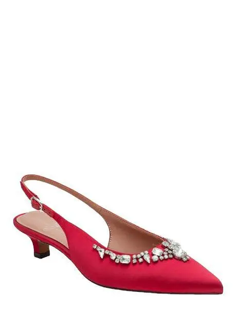 Linea Paolo Crystal Embellished Slingback Pumps - Ruby Red