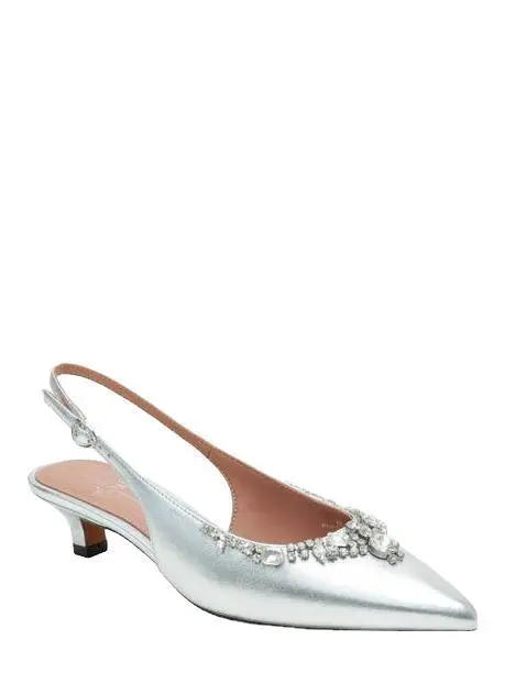 Linea Paolo Crystal Embellished Slingback Pumps - Silver