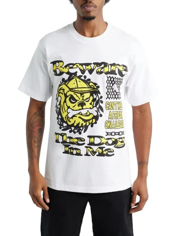 MARKET Beware Dog In Me Cotton Graphic T-shirt - White