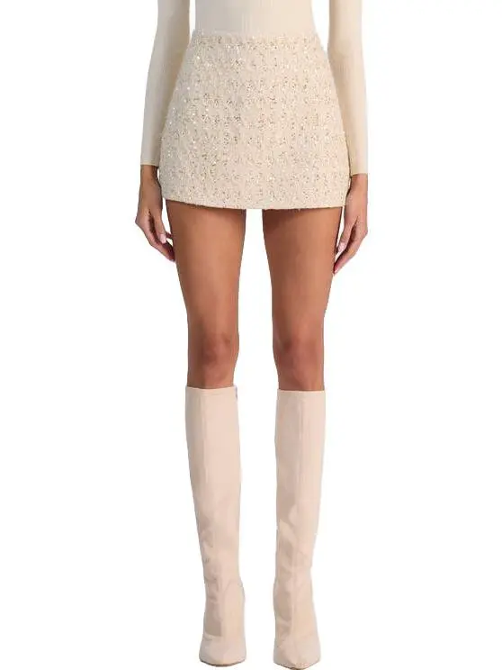 Alice + Olivia Rubi Metallic Tweed Miniskirt - Natural