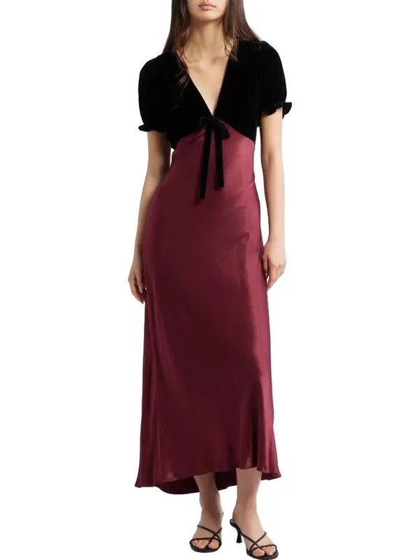 Rails Dory Velvet & Satin Cocktail Dress - Garnet