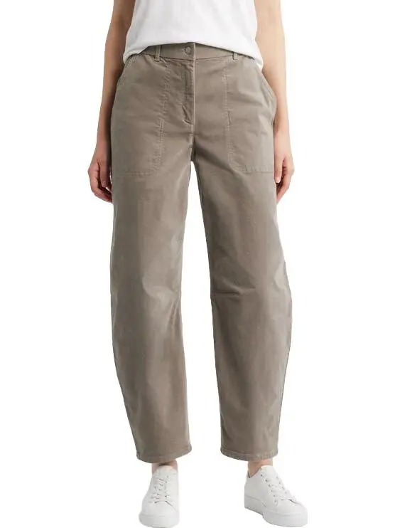 Eileen Fisher Barrel Leg Stretch Organic Cotton Ankle Pants - Reed