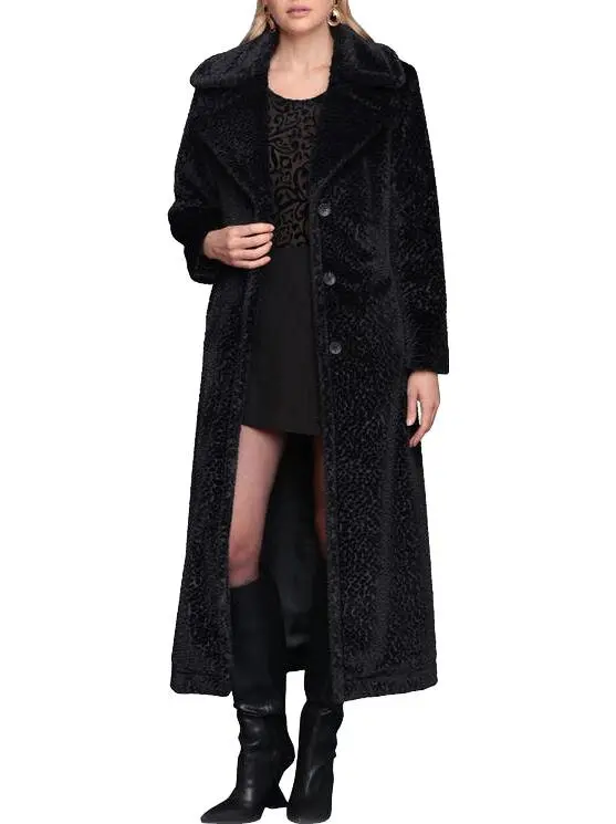 Avec Les Filles Faux Shearling Maxi Coat - Black