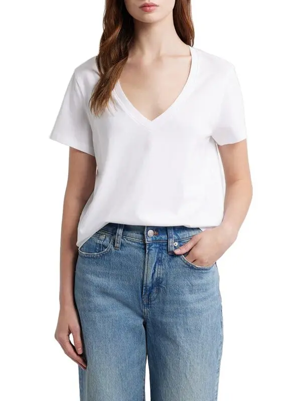 Madewell Cotton Jersey V-neck T-shirt - White