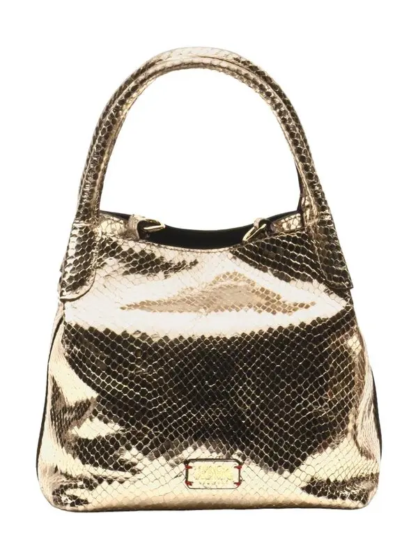 FRANCES VALENTINE Teeny Sweet Pea Snakeskin Embossed Metallic Leather Handbag - Gold