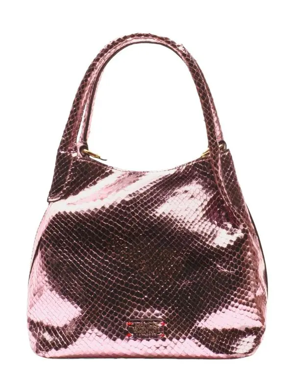 FRANCES VALENTINE Teeny Sweet Pea Snakeskin Embossed Metallic Leather Handbag - Pink