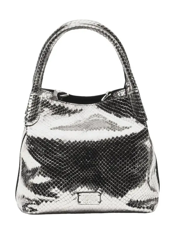 FRANCES VALENTINE Teeny Sweet Pea Snakeskin Embossed Metallic Leather Handbag - Silver
