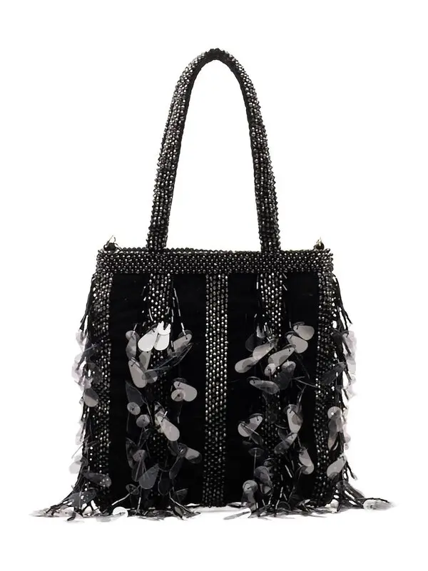FRANCES VALENTINE Gatsby Mini Beaded & Sequin Velvet Tote Bag - Black