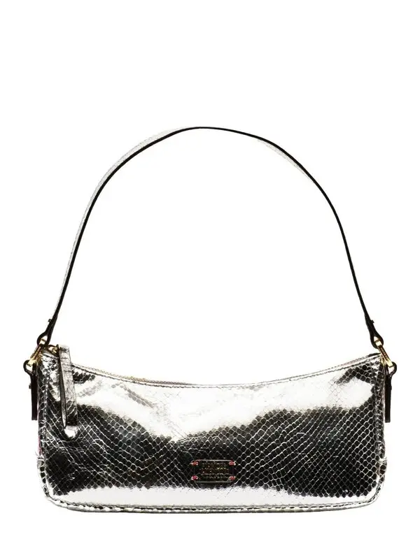 FRANCES VALENTINE Mia Snakeskin Embossed Shoulder Bag - Silver
