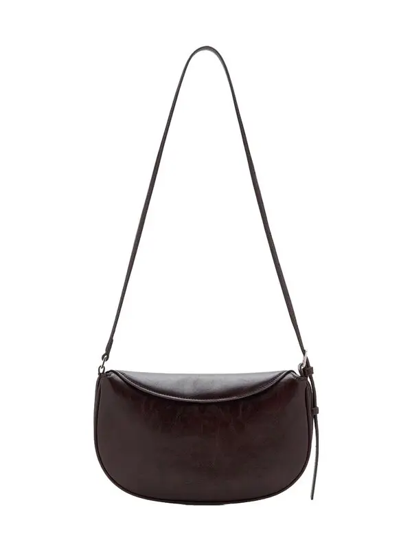Mango Oval Faux Leather Crossbody Bag - Dark Brown