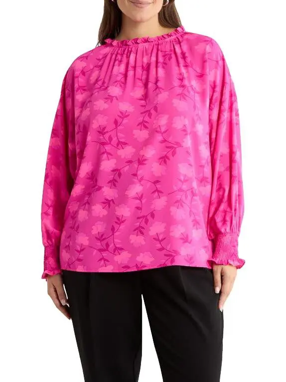 SUGARLIPS Floral Print Top - Fuchsia-multi