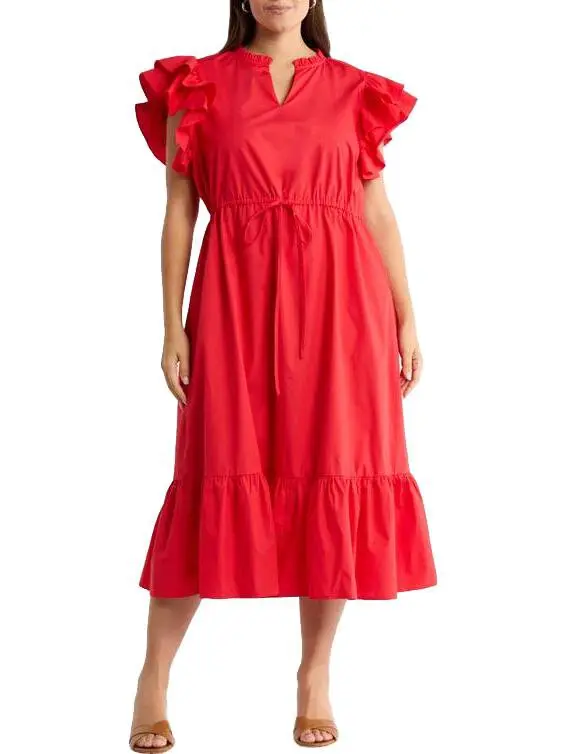 SUGARLIPS Ruffle Maxi Dress - Red