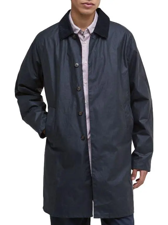 Barbour Lorden Waxed Mac Jacket - Navy