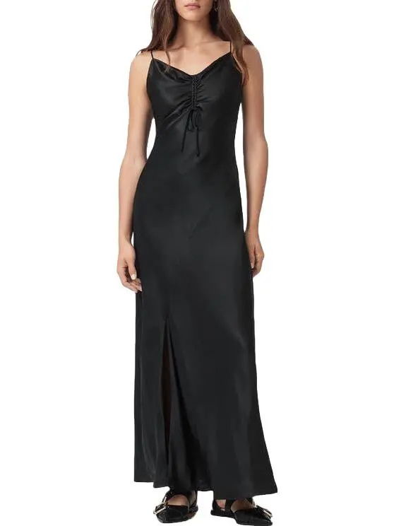 ALLSAINTS Alexia Ruched Satin Slipdress - Black