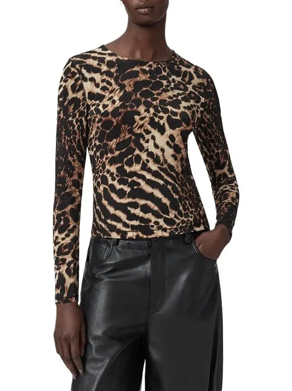 ALLSAINTS Katlyn Leopard Print Top - Pardus Honey Brown