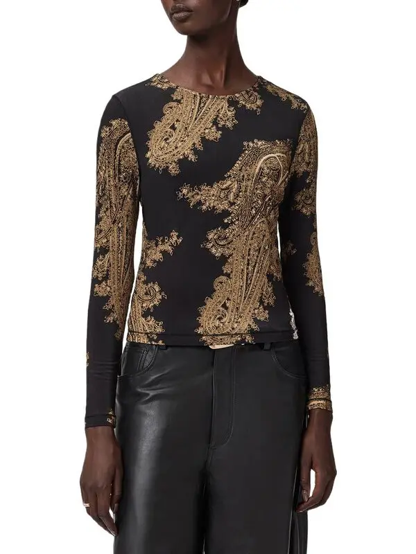 ALLSAINTS Katlyn Paisley Print Top - Ella Black