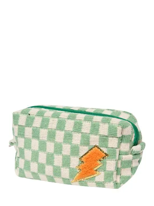MALIBU SUGAR Checkered Makeup Bag - Green & White