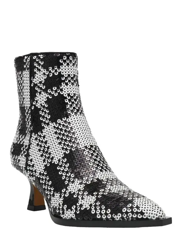 Betsey Johnson Louisa Pointed Toe Bootie - Black/white Plaid