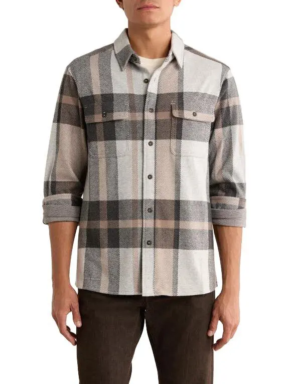7 Diamonds Generation Plaid Stretch Flannel Button-up Shirt - Beige