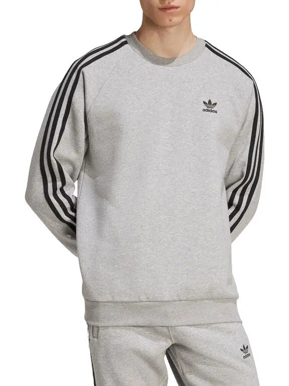 Adidas Adicolor 3-stripes Trefoil Logo Fleece Sweatshirt - Medium Grey Heather/black