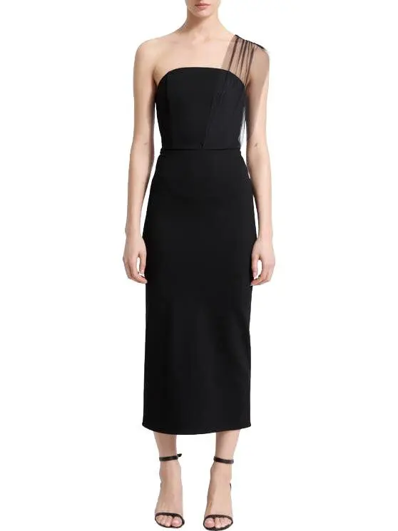 MARCELLA Dianne Strapless Sheath Dress With Removable Scarf - Black