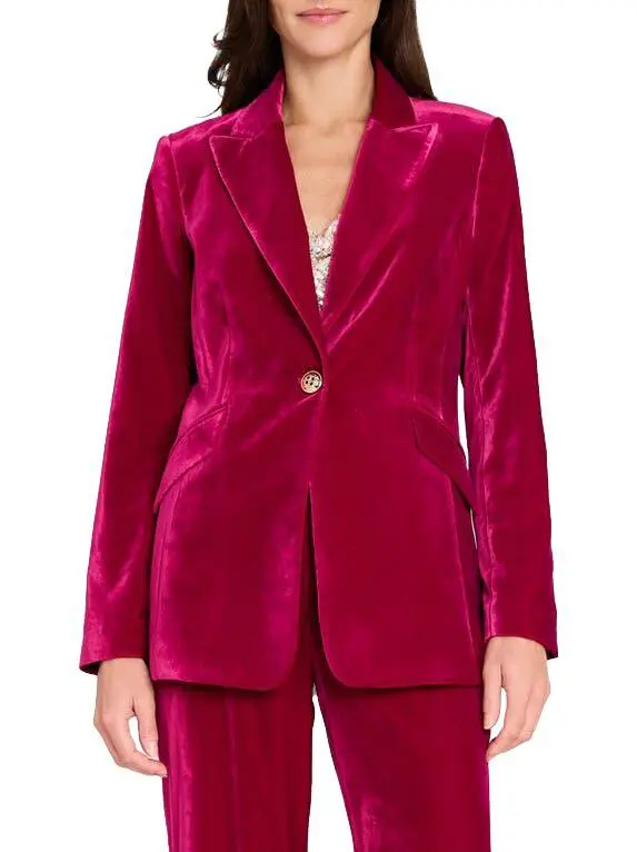 TAHARI ASL Velvet Single Button Jacket - Magneta