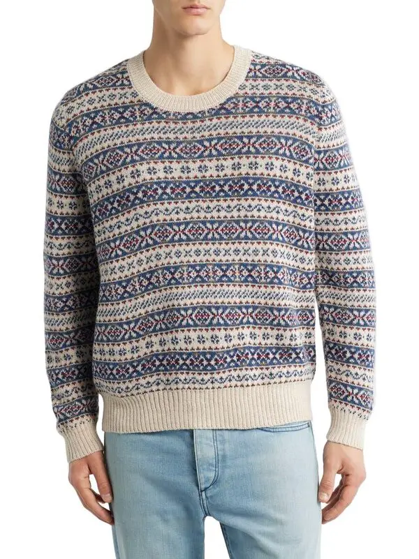 CORRIDOR Fair Isle Alpaca Blend Crewneck Sweater - Natural