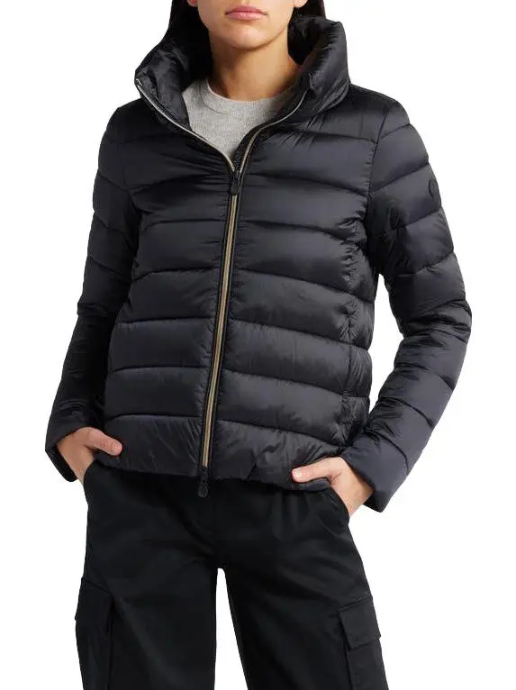 SAVE THE DUCK Elsie Water Resistant Quilted Puffer Coat - Black
