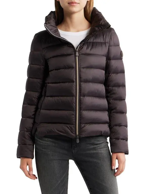 SAVE THE DUCK Elsie Water Resistant Quilted Puffer Coat - Brown Black