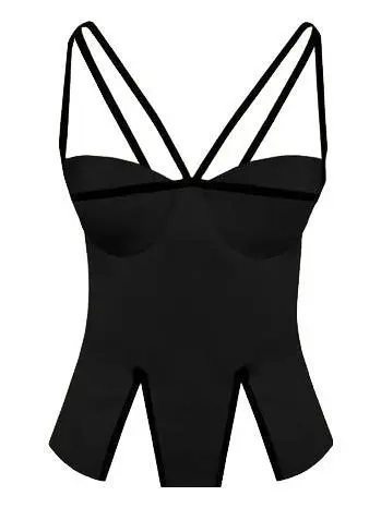 CONTESSA MILLS Madeleine Fitted Corset-inspired Poplin Top - Black