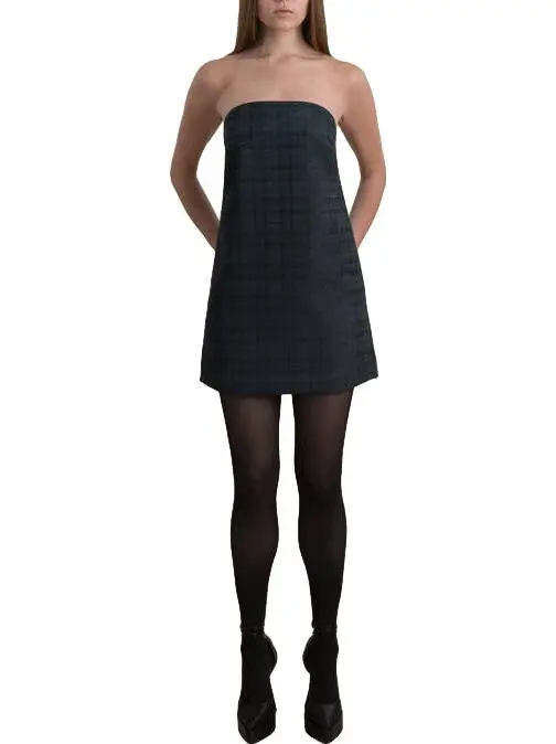 CONTESSA MILLS Sophia Plaid Jacquard Mini Dress - Emerald Plaid