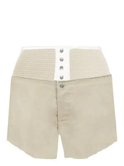 CONTESSA MILLS Laissez High-waisted Linen Shorts - Beige
